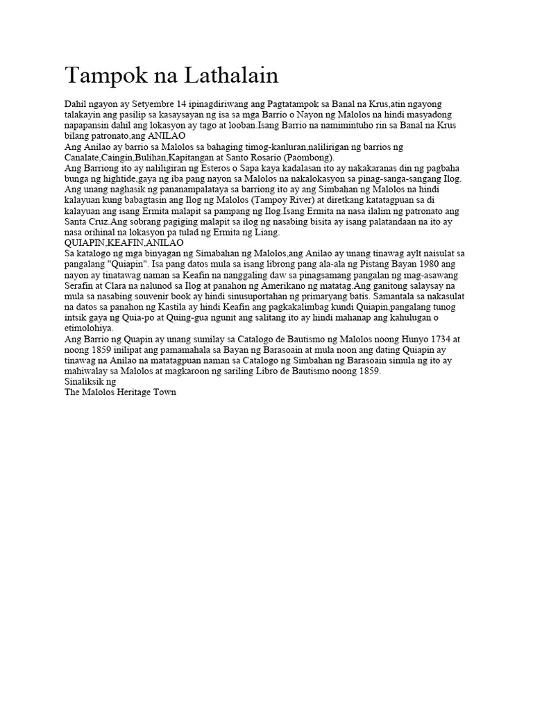 Tampok Na Lathalain ESP | PDF