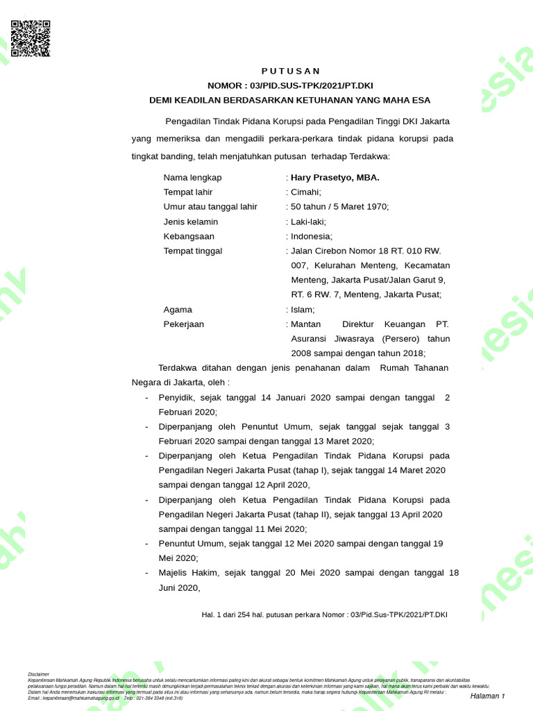 Putusan 3 Pid - TPK 2021 PT Dki 20231117094823 | PDF