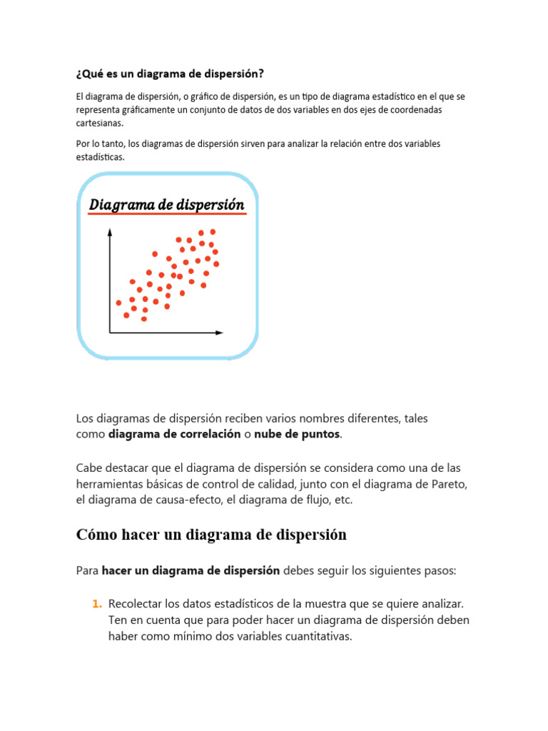 Diagrama de Dispersión: Definición y Uso | PDF | Gráfico de dispersión ...