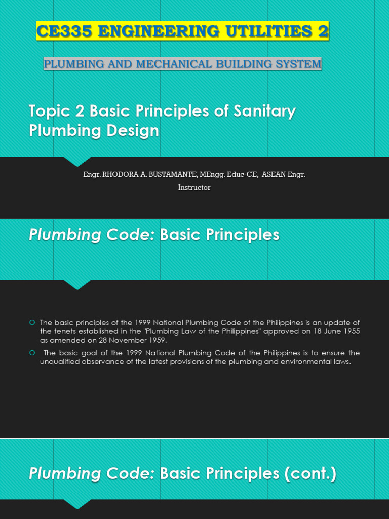 Topic 2 Basic Principles of Sanitary Plumbing Design | PDF | Plumbing ...