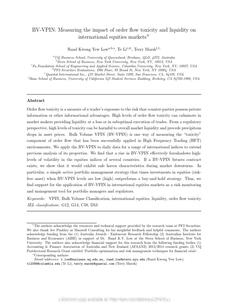 BV-VPIN - Measuring The Impact of Order Flow Toxicity and Liquidity On ...