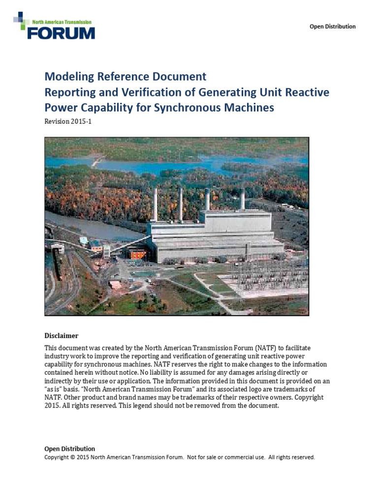 Natf Reference Document Reporting And Verification Of Generating Unit