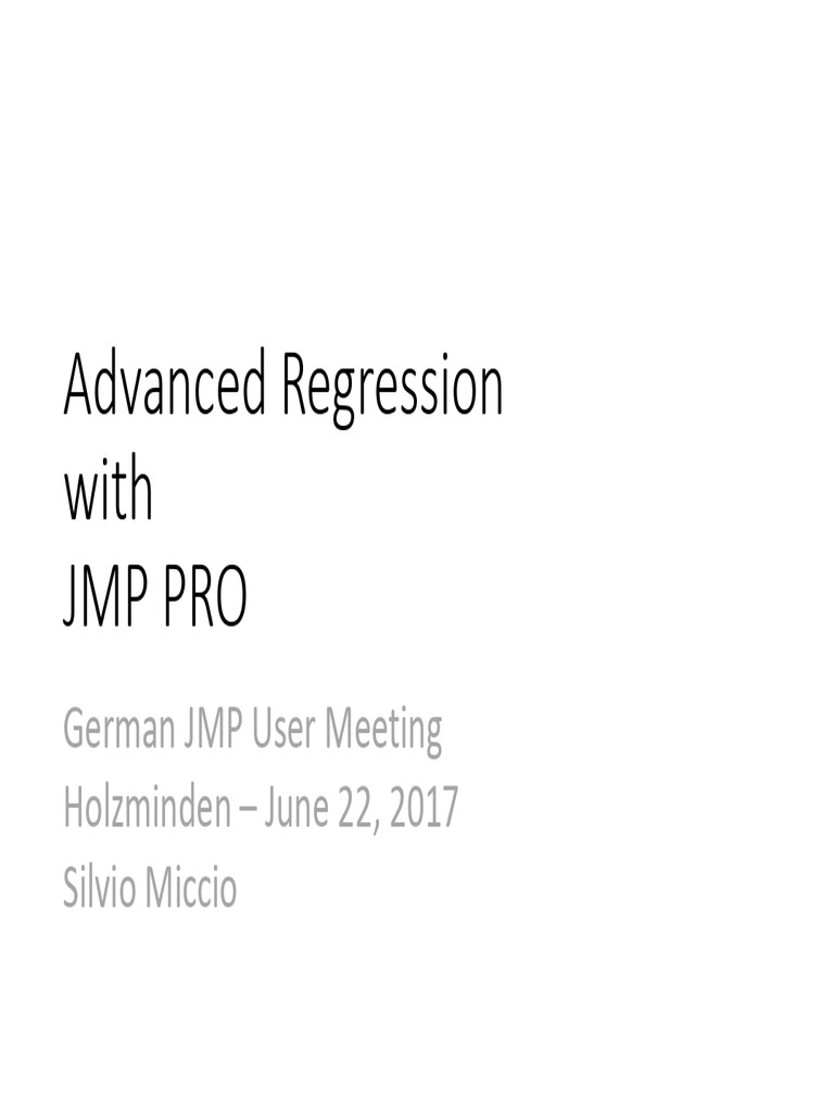 Advanced Regression With Jmp Pro Handout Pdf Regression Analysis Errors And Residuals