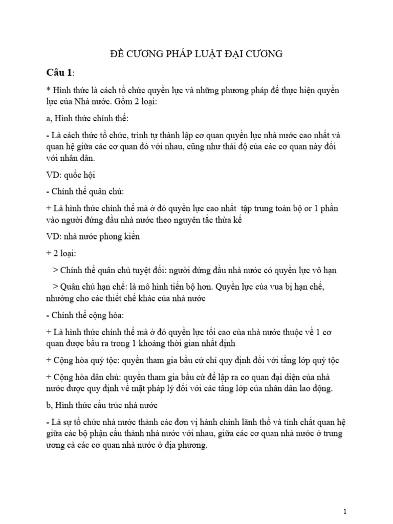 Đề cương PLDC | PDF