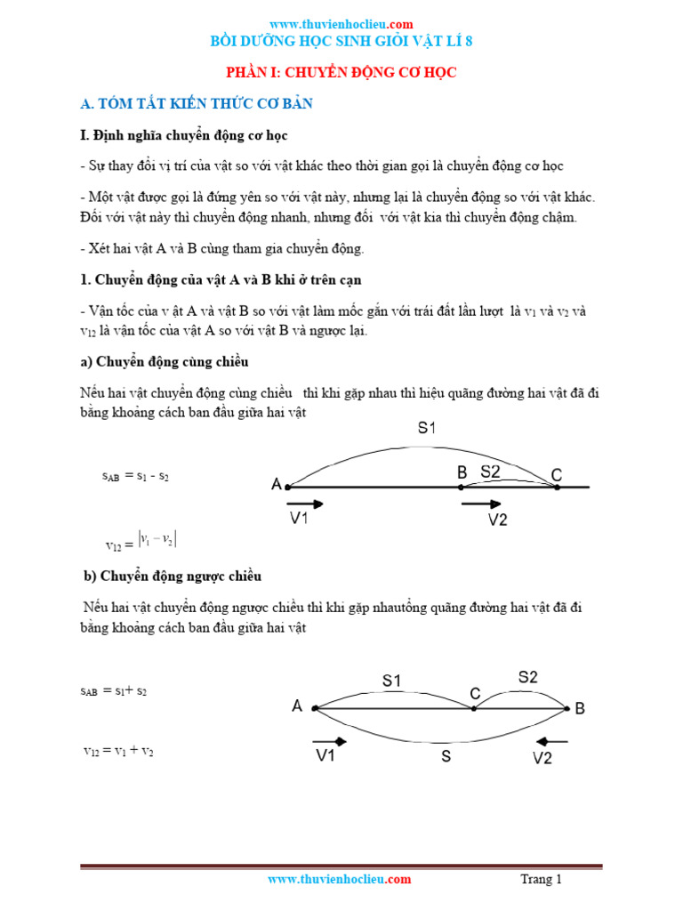 BD HSG LY 8 Phan Chuyen Dong Co Hoc | PDF