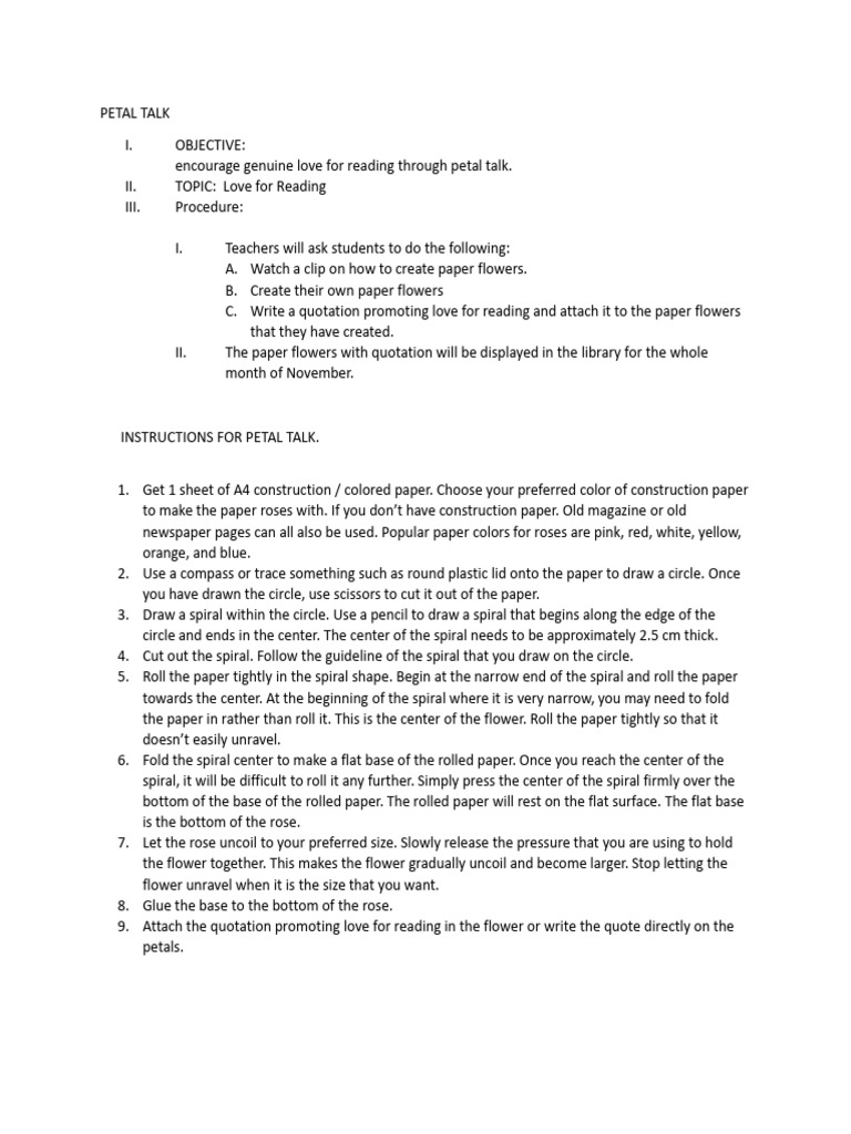 Petal Talk Paper Flower Making Grade 10 | PDF | Petal | Paper