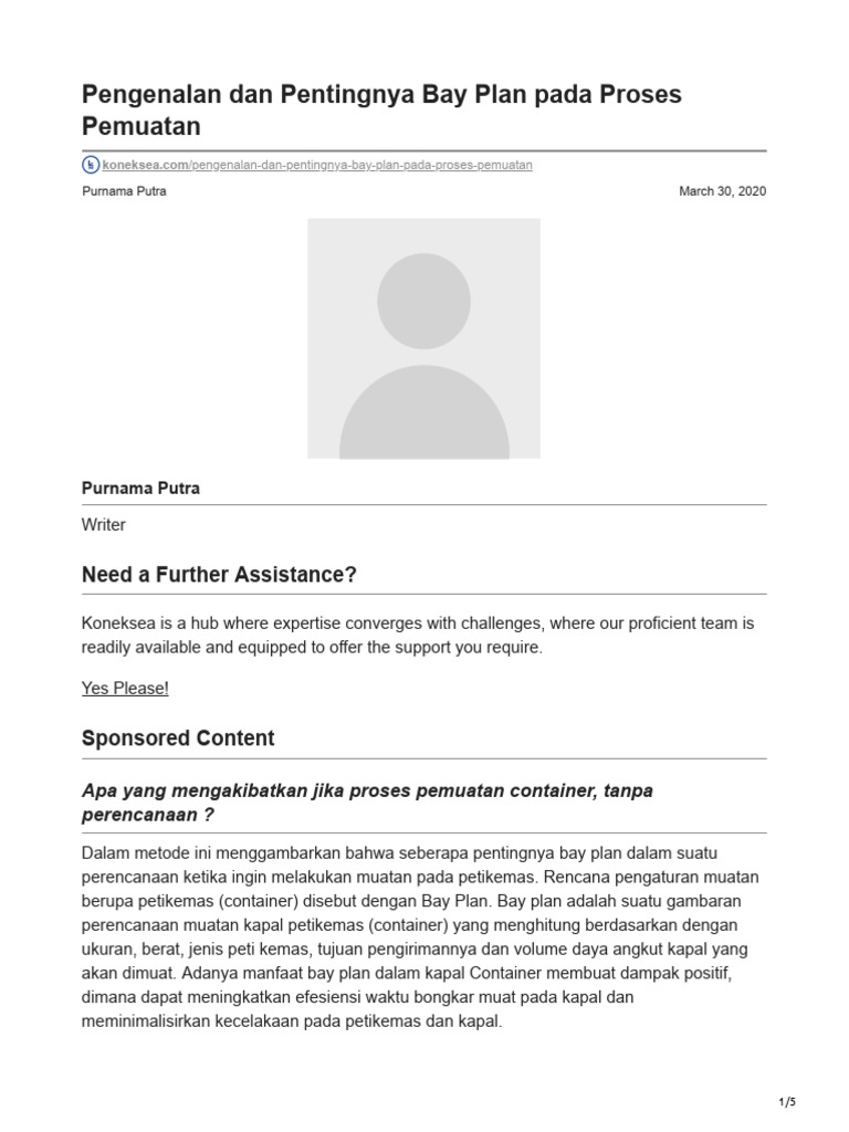 Pengenalan Dan Pentingnya Bay Plan Pada Proses Pemuatan | PDF