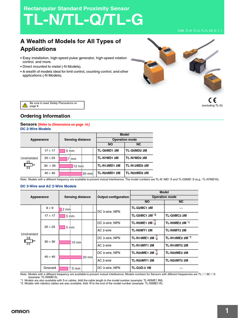 Omron TL-NTL Proximity Sensor | PDF | Power Supply | Alternating Current