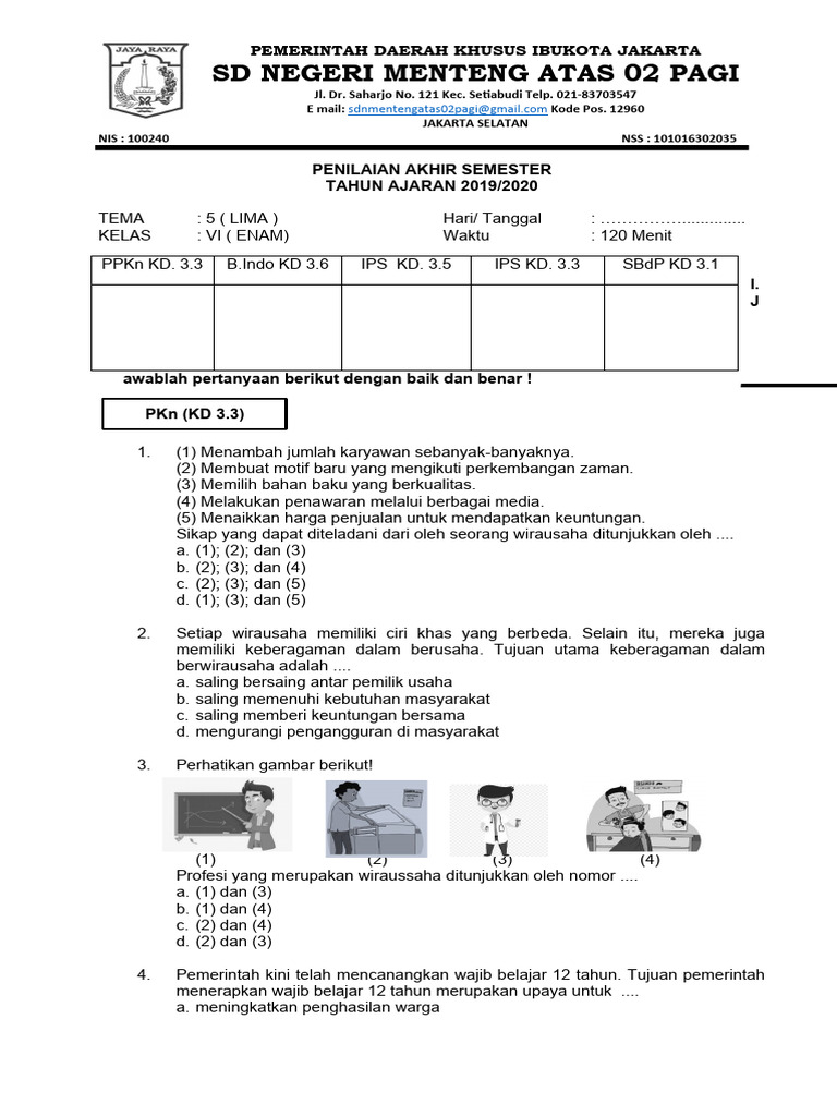 Pas Tema 5 Kelas 6 Revisi | PDF