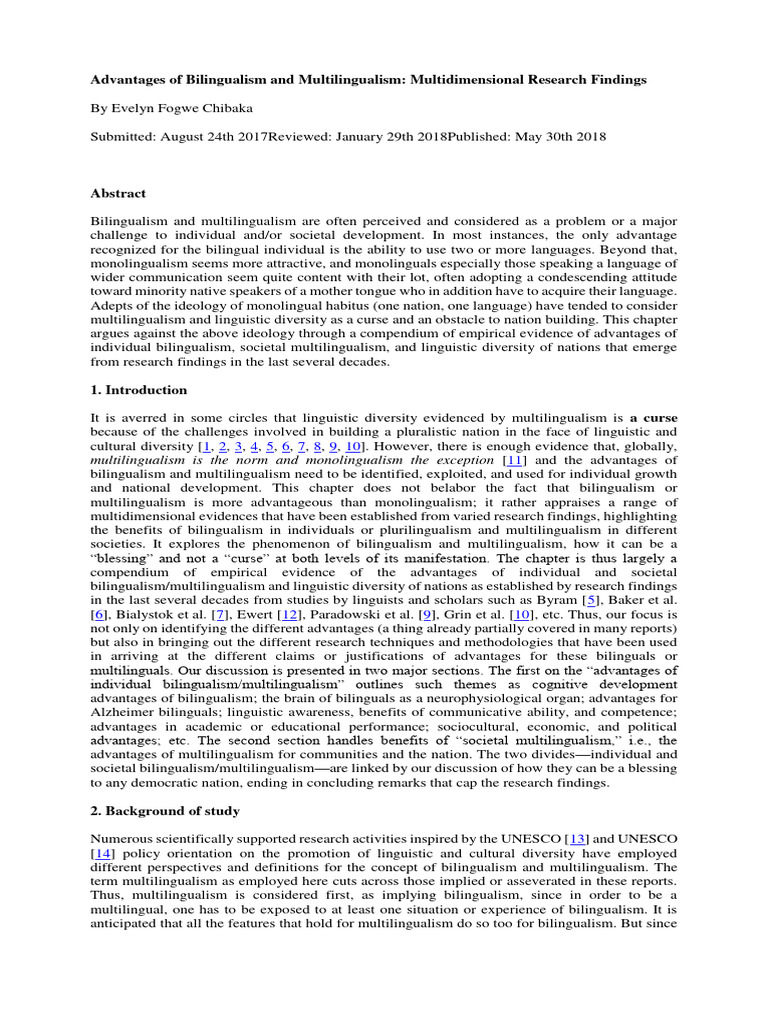 Benefits of Bilingualism and Multilingualism | PDF | Multilingualism ...