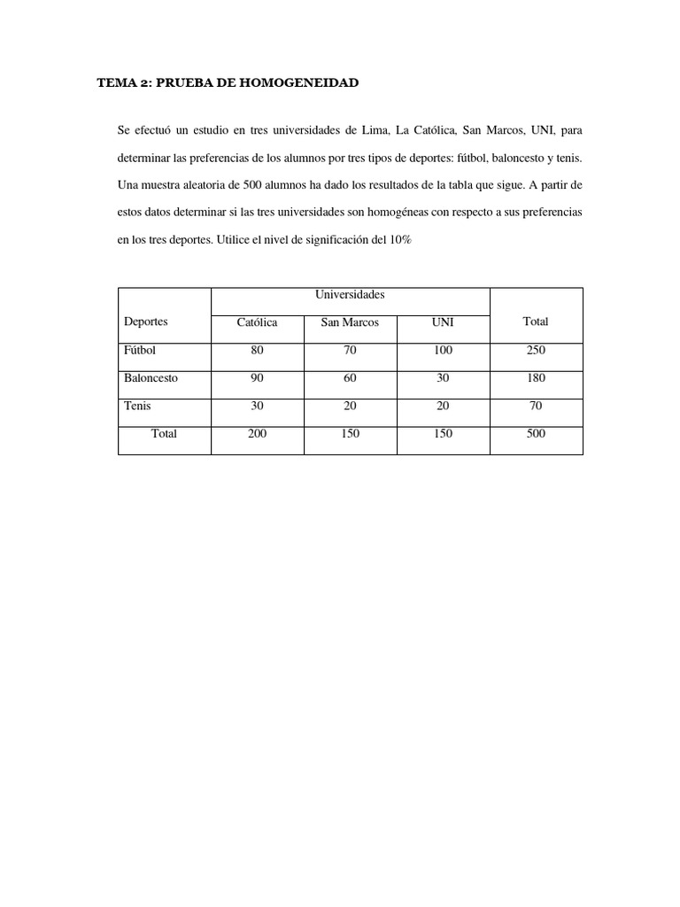Tema 2-Prueba de Homogeneidad | PDF