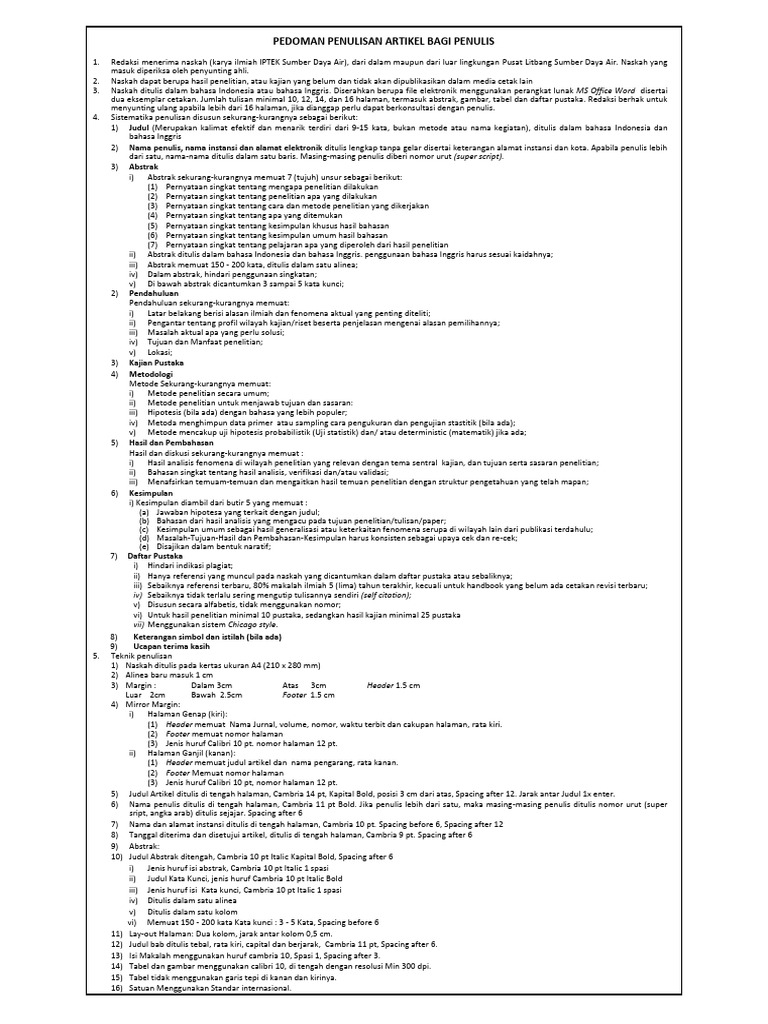 Pedoman Penulisan Artikel Bagi Penulis | PDF