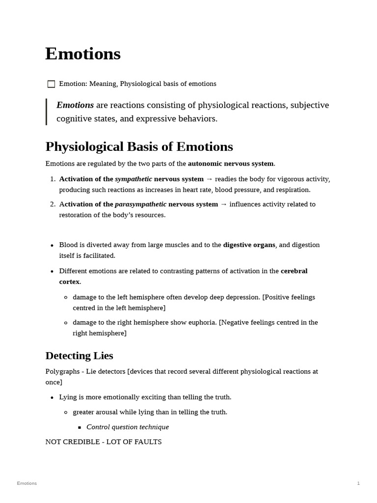 Emotions Notes | PDF | Emotions | Affect (Psychology)