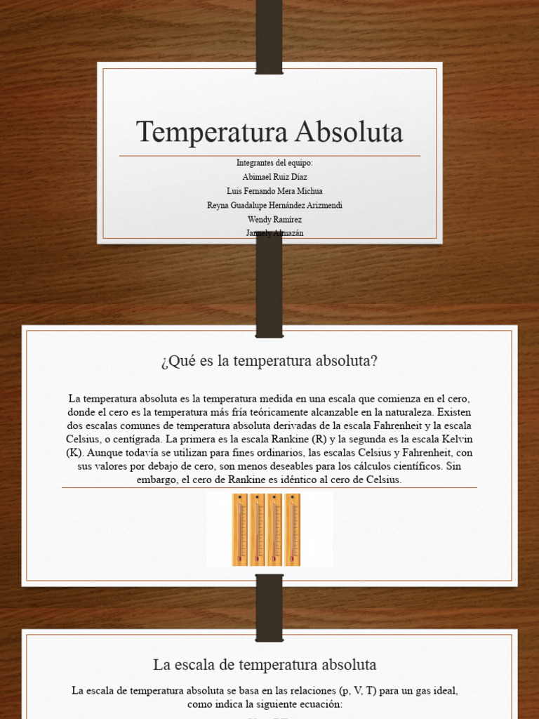 Definición y Escalas de Temperatura Absoluta | PDF | Temperatura | Gases