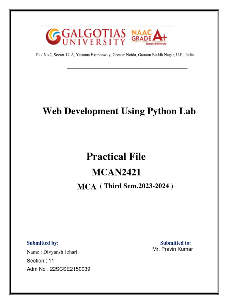 Web Dev Python Lab File | PDF