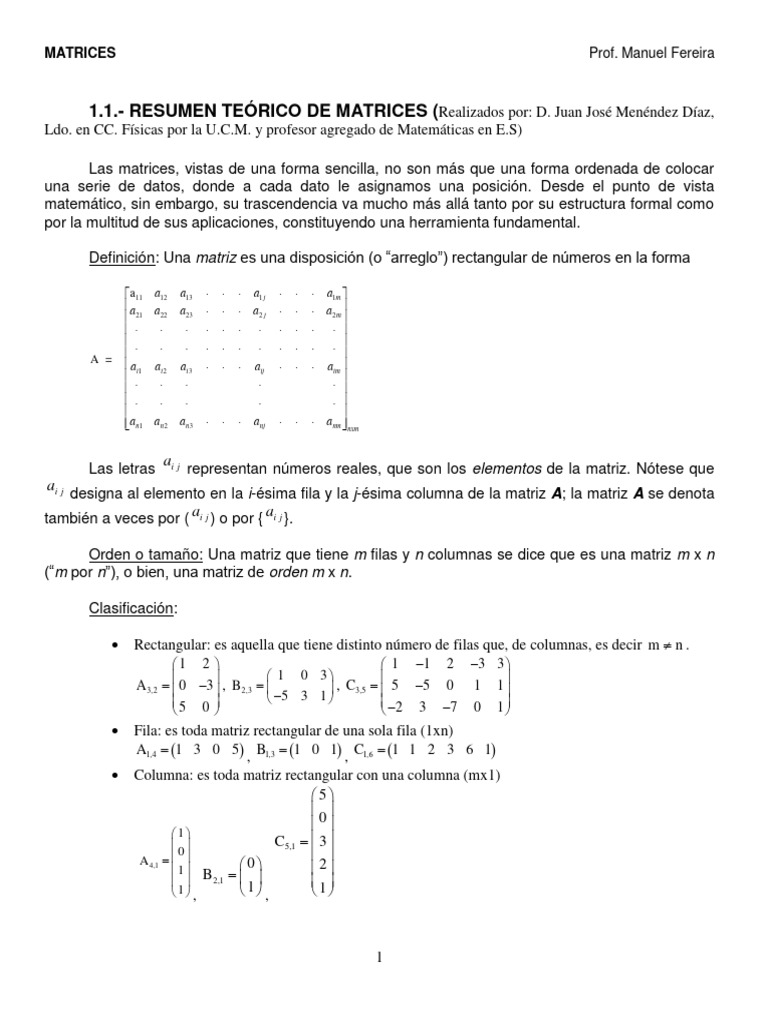 Guia de Matrices | PDF | Matriz (Matemáticas) | Álgebra lineal