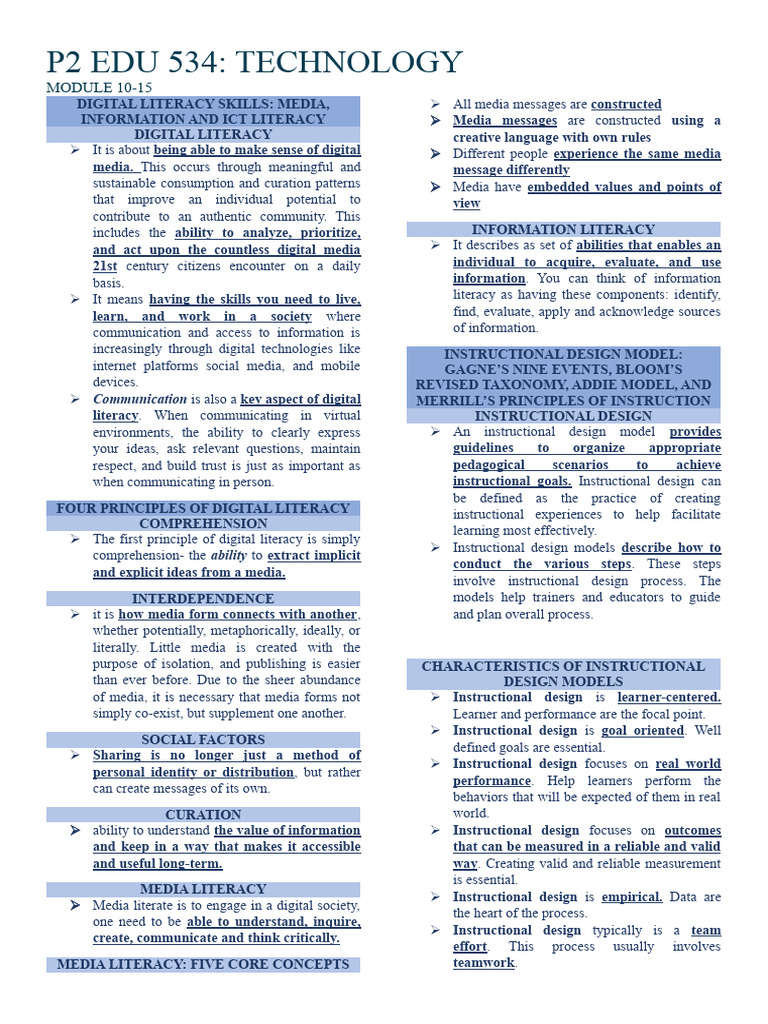 Technology Reviewer | PDF | Instructional Design | Learning