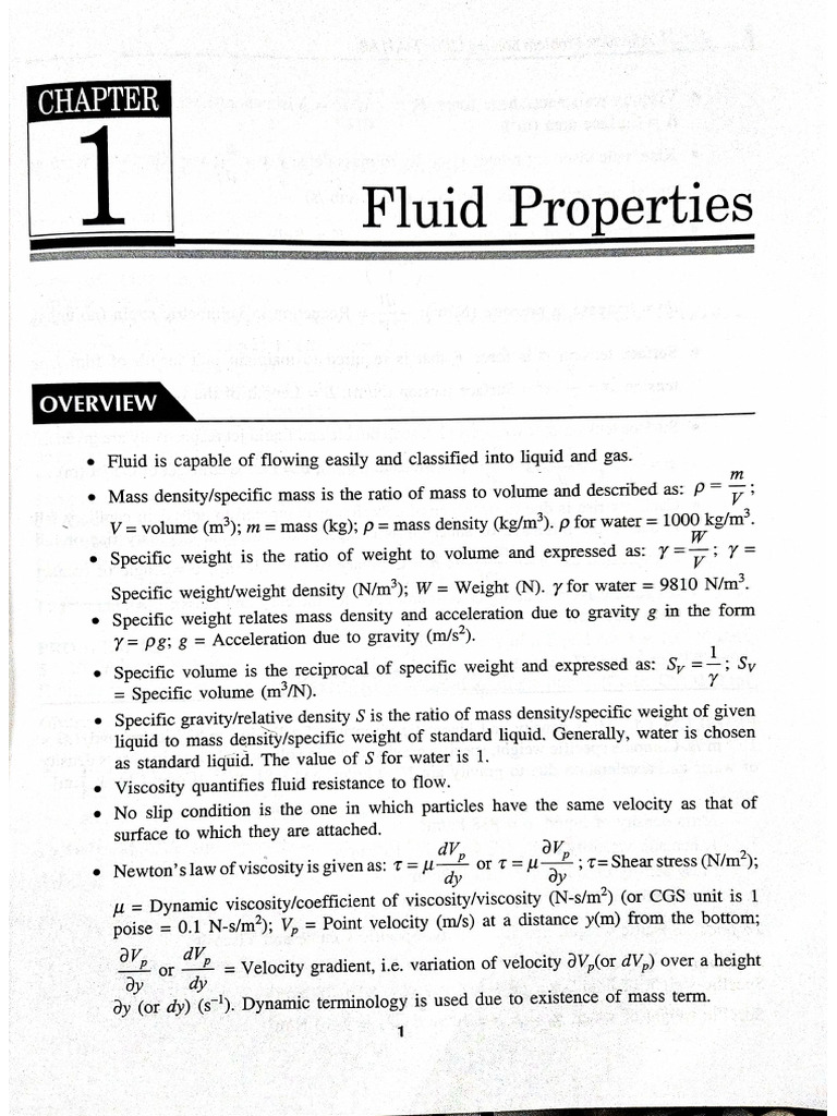 CH 1. Fluid Properties | PDF