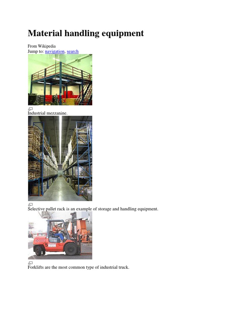 Overview of Material Handling Equipment | PDF | Warehouse | Industries