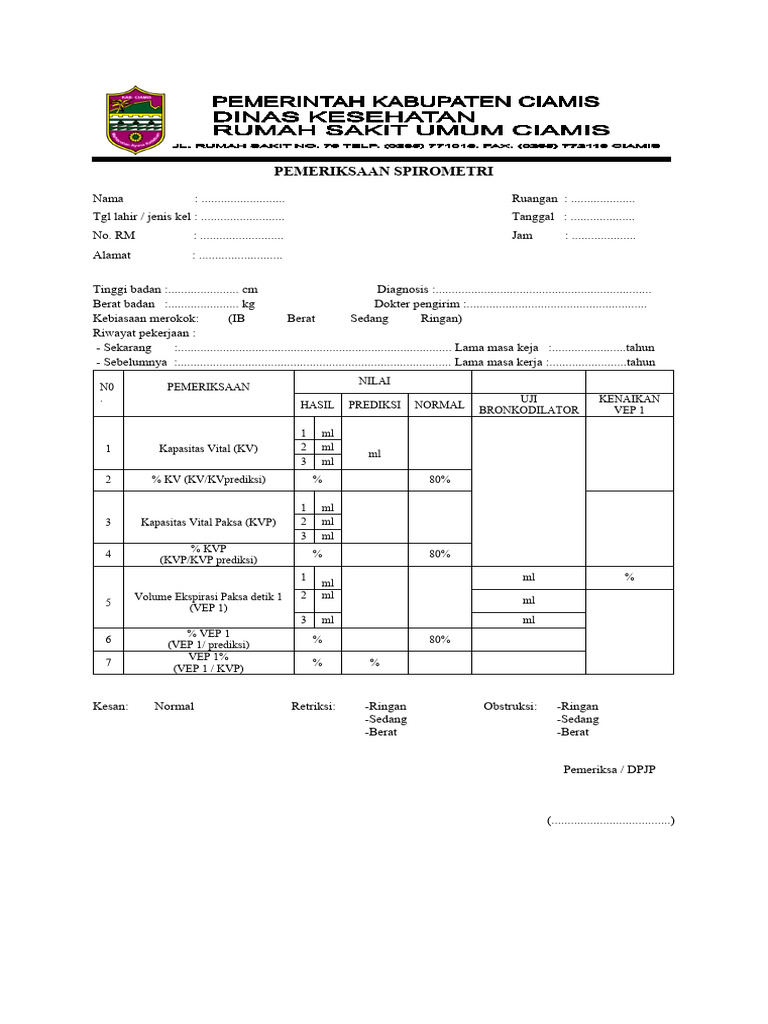 Pemeriksaan Spirometri | PDF