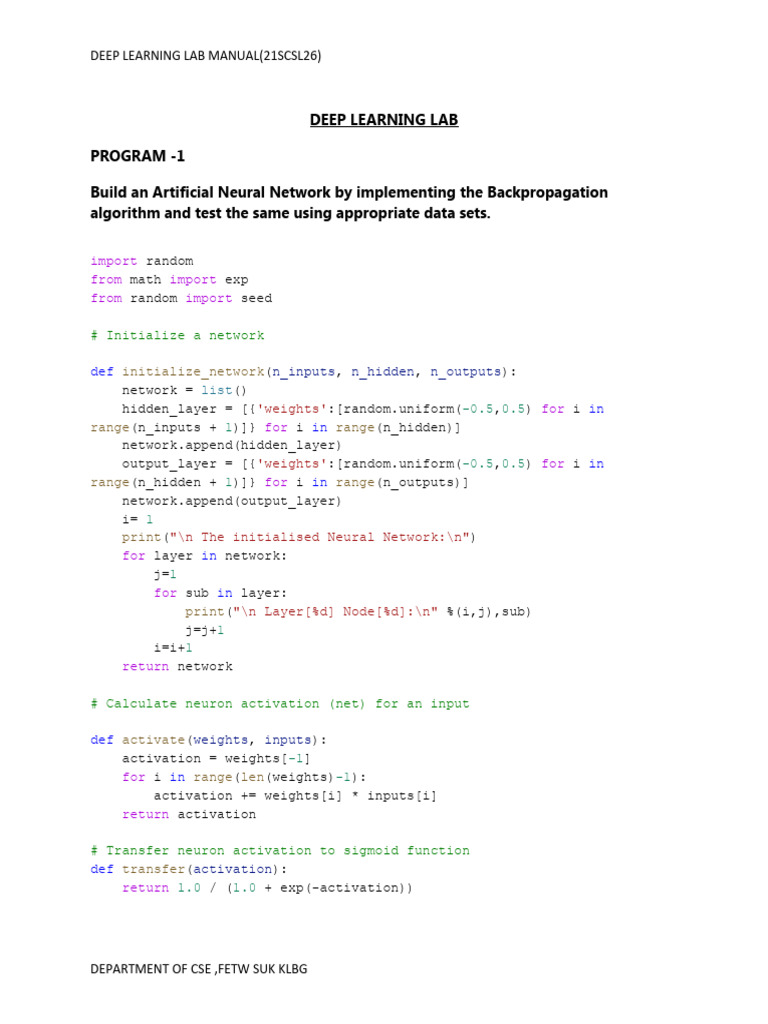 Lab Manual Ann | Download Free PDF | Artificial Neural Network | Artificial Intelligence