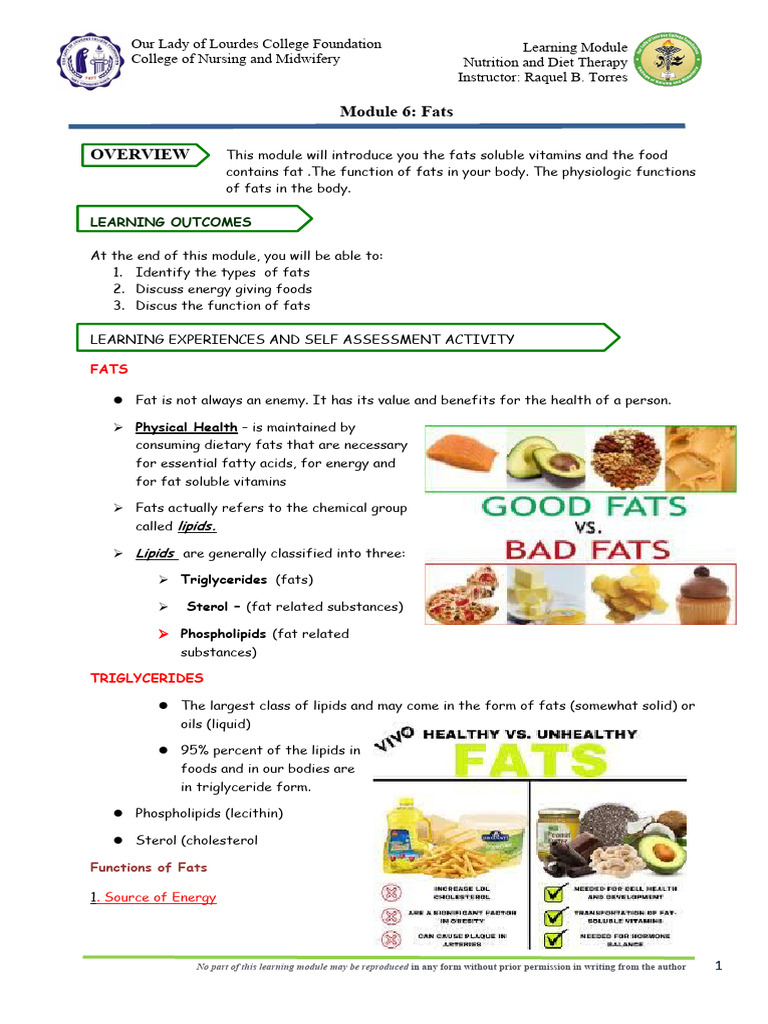 Module 6 Fats | PDF | Fat | Lipid
