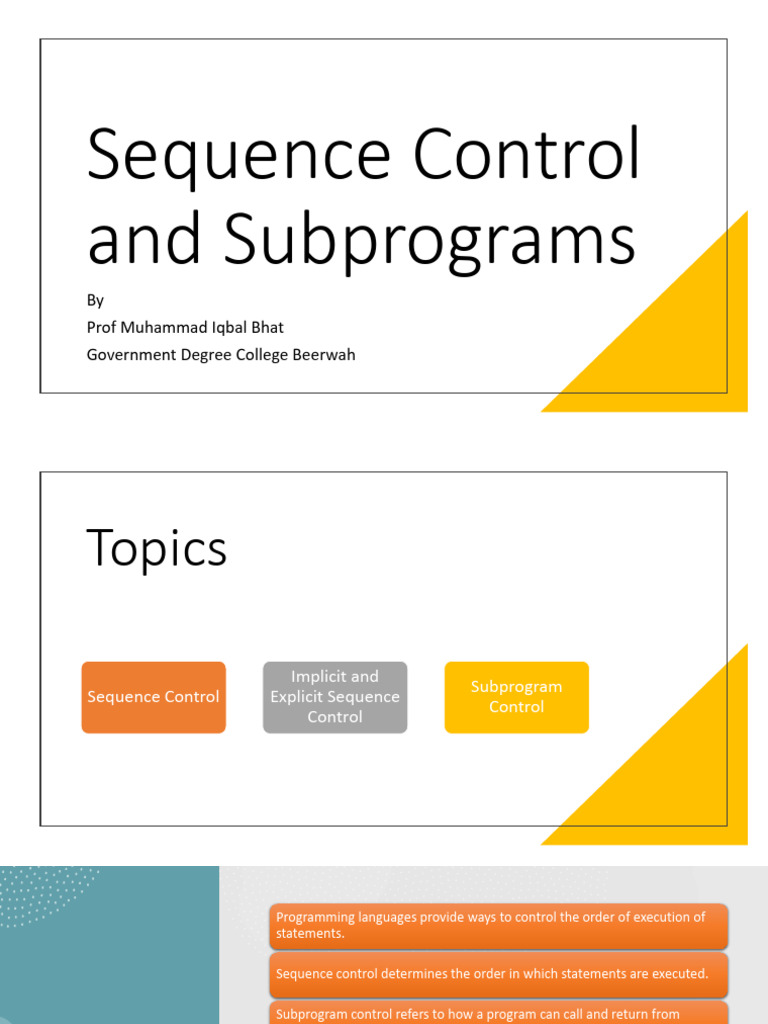3.0 Sequence Control and Subprograms | PDF