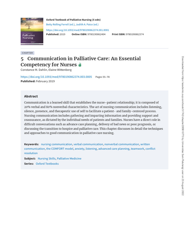 Palliative Nursing Communication Guide | PDF | Palliative Care | Nursing