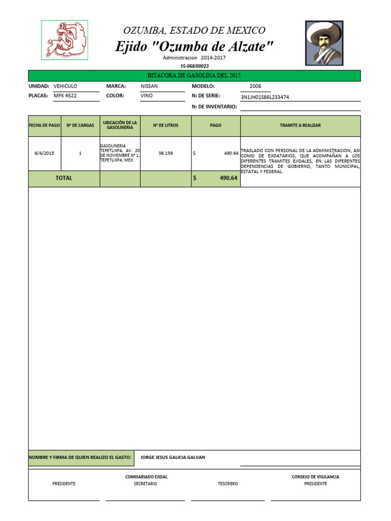 Bitacora Gasolina | PDF | Transporte | Vehículo de motor