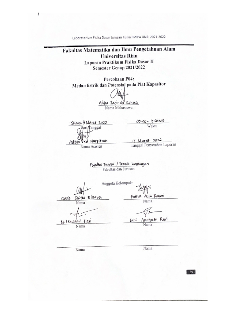 Aisha Jacinda Rahma - 2107110272 - Laporan P04 - Fisika Dasar II | PDF