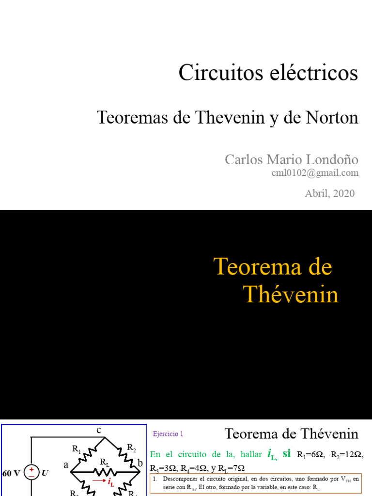 Teoremas de Thévenin-Norton | PDF | Resistencia Eléctrica y ...