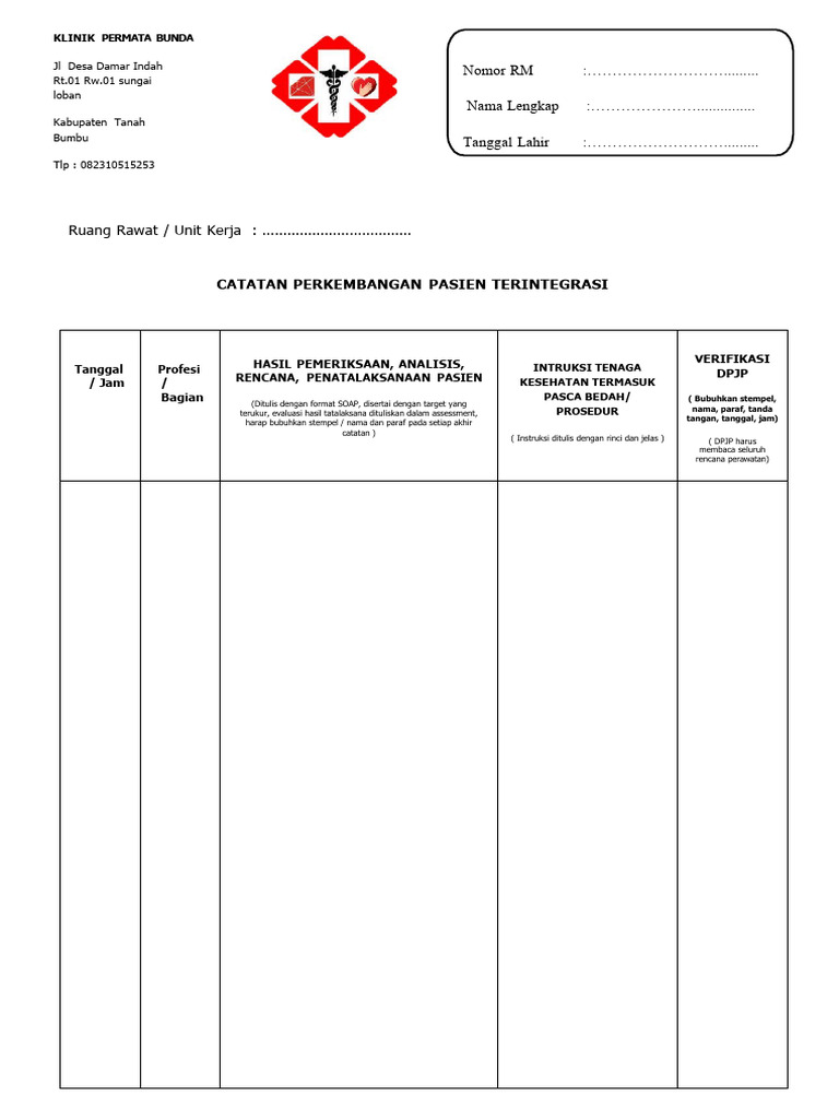 3.2. - Ep - 3.form Catatan Perkembangan Pasien Terintegrasi | PDF