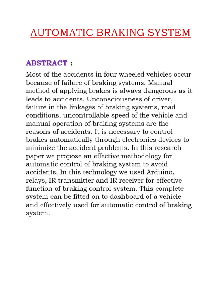 Automatic Breaking System | Download Free PDF | Relay | Infrared