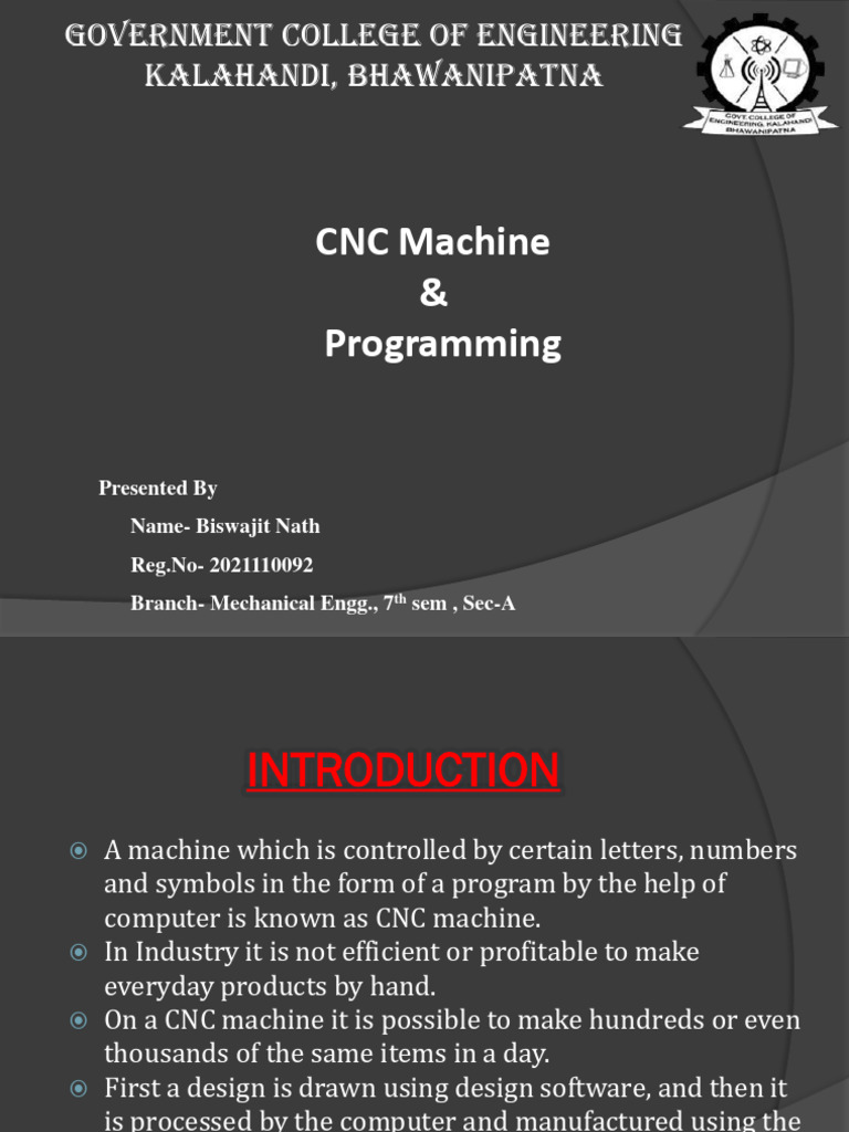 Biawajit Nath PPT CNC | PDF | Numerical Control | Engineering