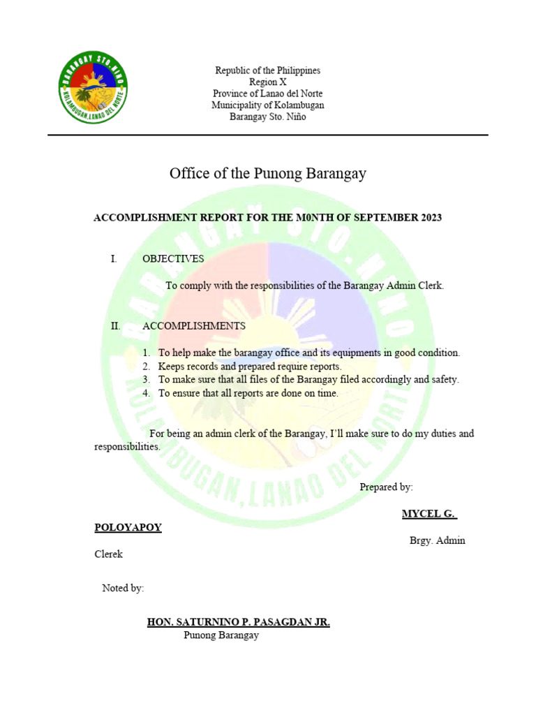 Accomplishment Report of Admin Clerk January To March 2023 | PDF