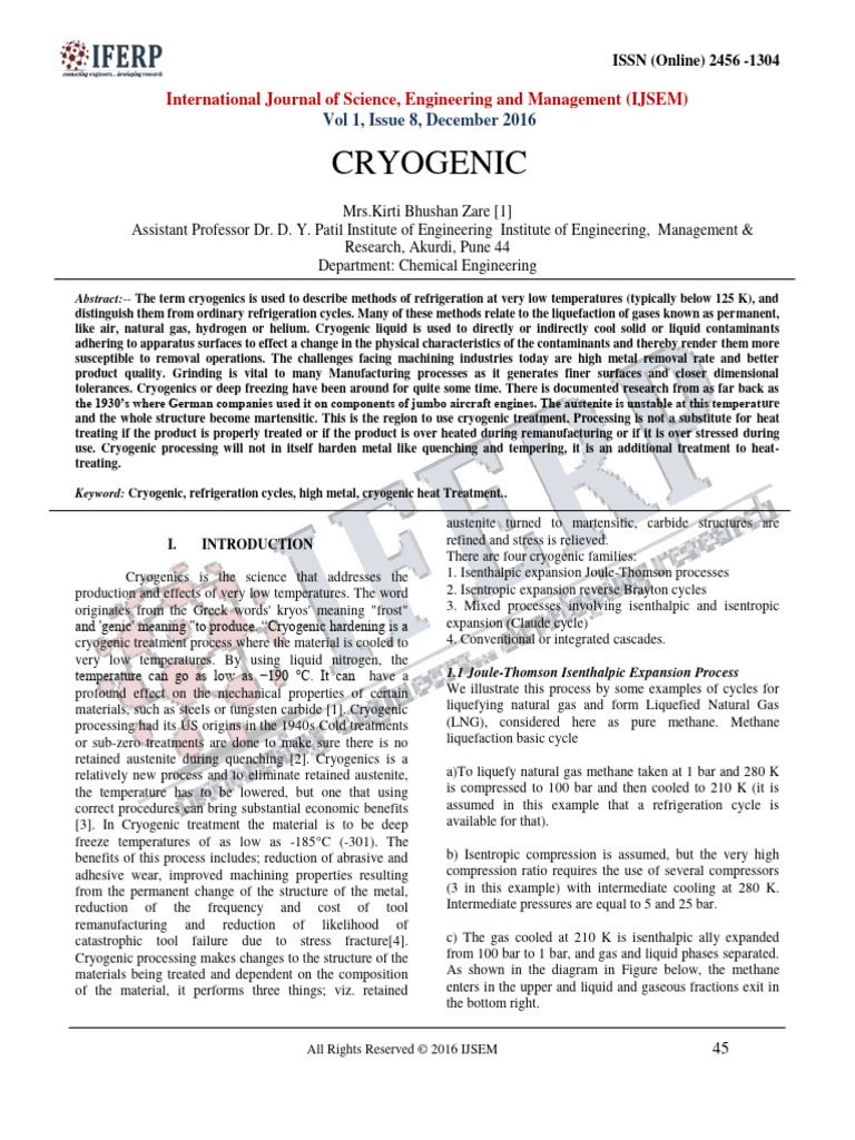 Cryogenics | PDF | Cryogenics | Enthalpy