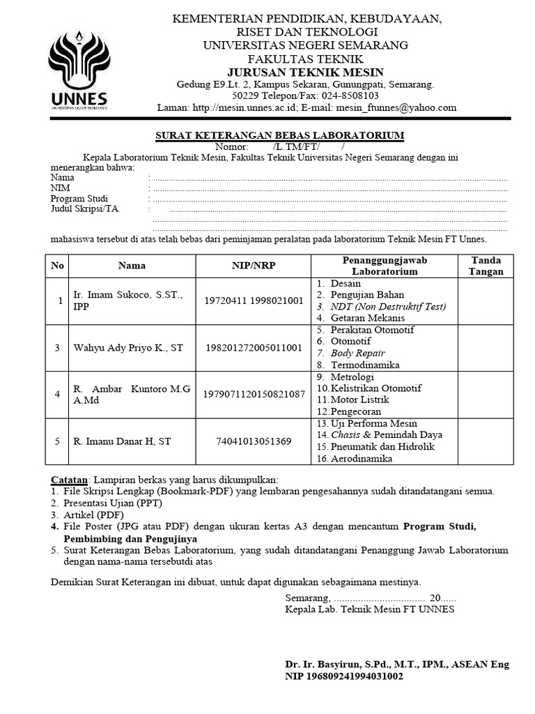 Surat Bebas Lab-Rev.1 | PDF