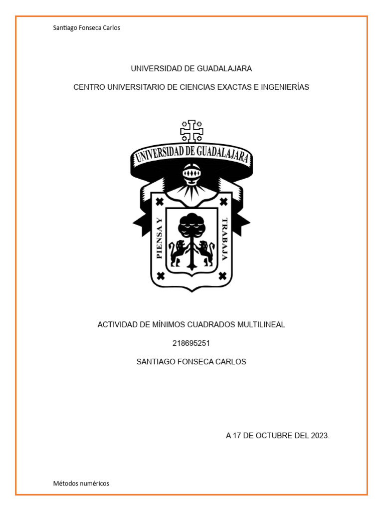 Actividad de Minimos Cuadrados Multilineal | PDF | Análisis de ...