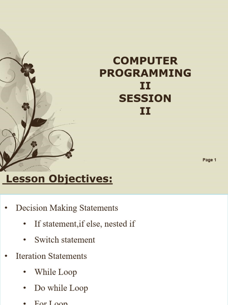 Cplusplus Session 2 and 3 | PDF | Control Flow | Computer Programming