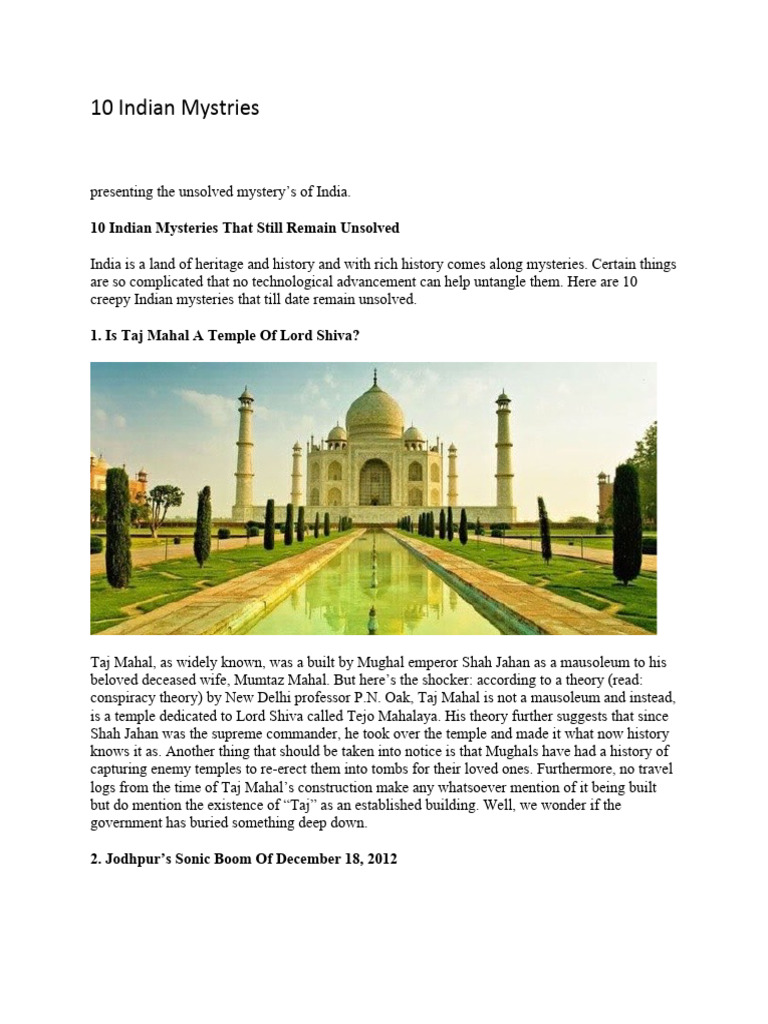 10 Unsolved Mysteries of India | PDF | History