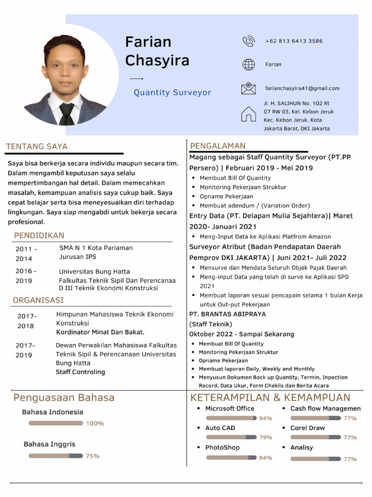 Putih Dan Abu Abu Sederhana Modern CV Lulusan Baru Resume | PDF