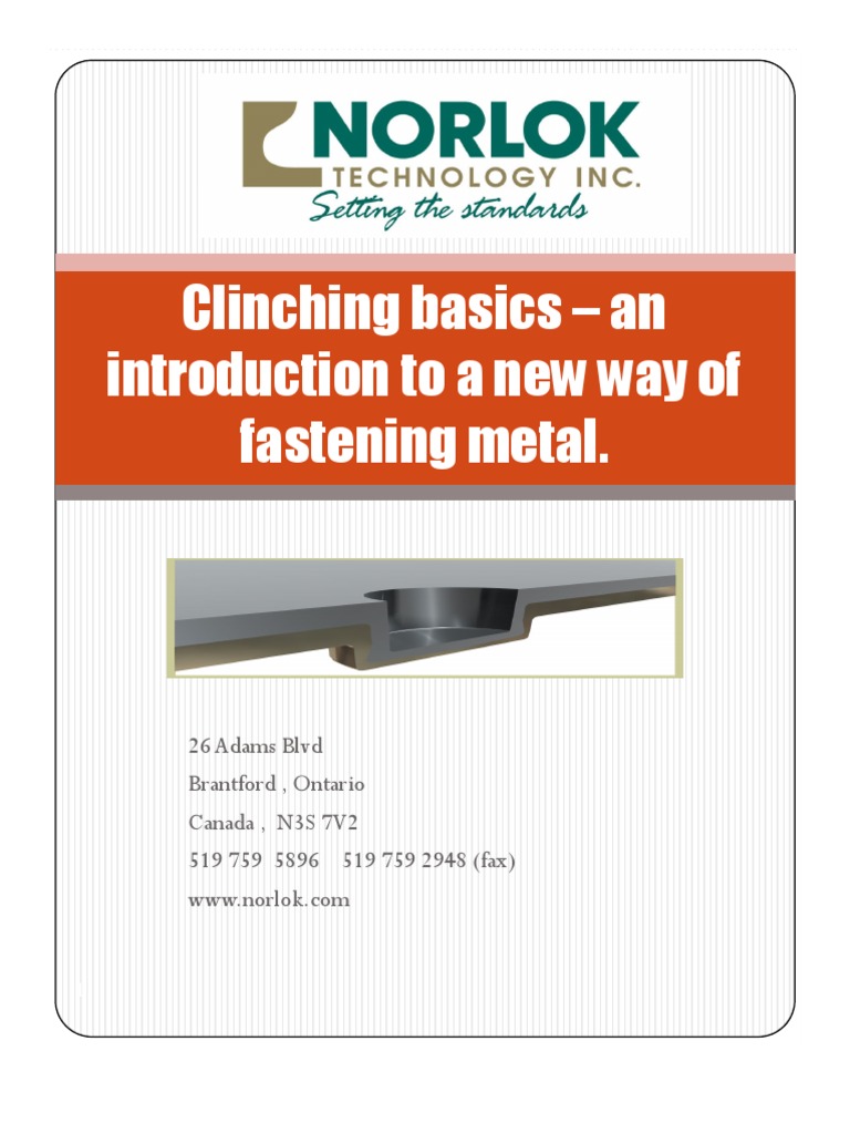 Norlok Introduction To Clinching | PDF | Rivet | Screw