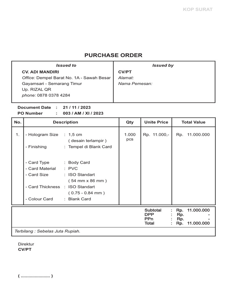 PO Card Hologram 2024 AP1 - JOG | PDF