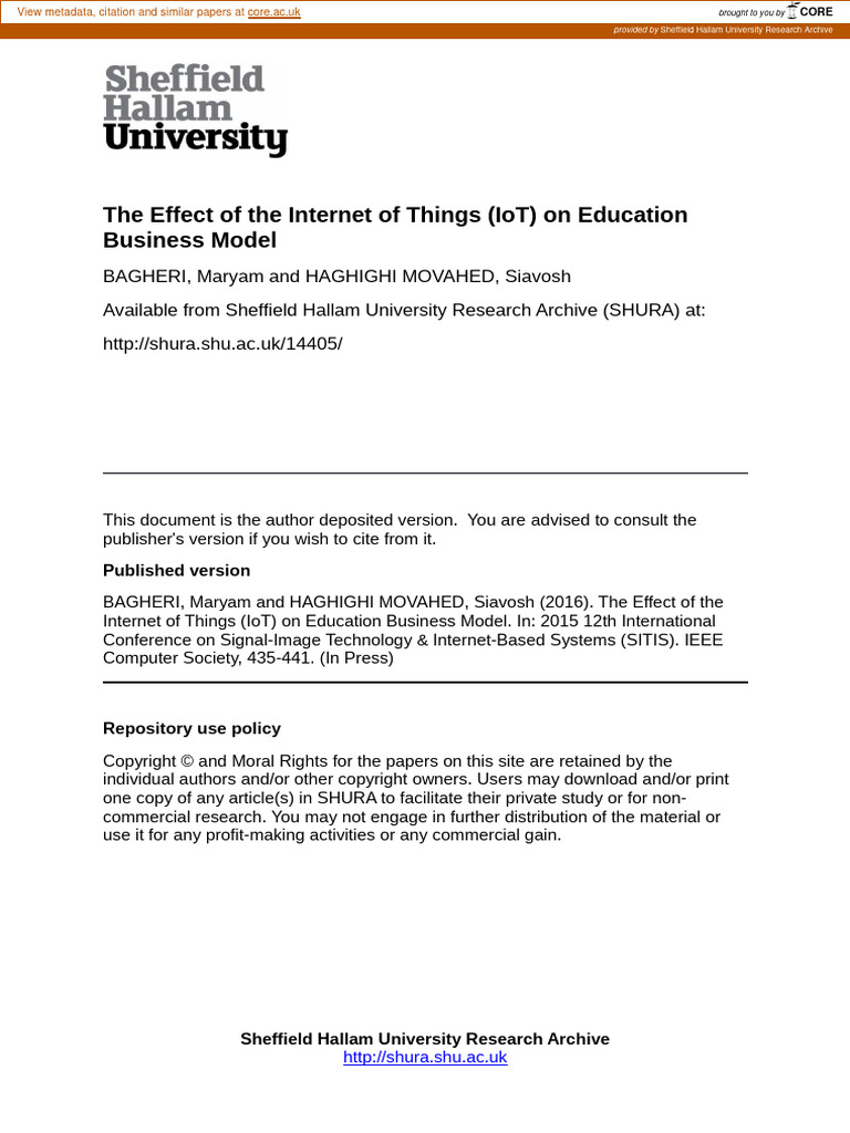 The Effect of The Internet of Things (Iot) On Education Business Model ...