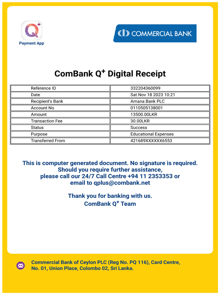 Combank Q Digital Receipt | PDF