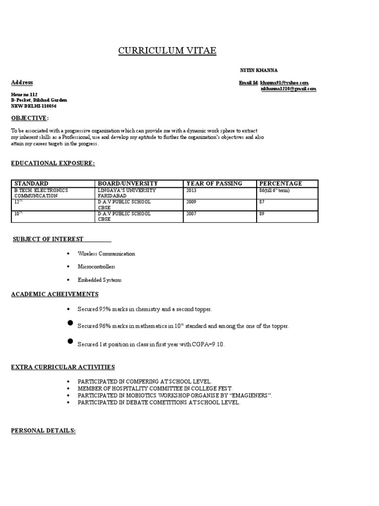 Nitin Khanna's Professional CV | PDF