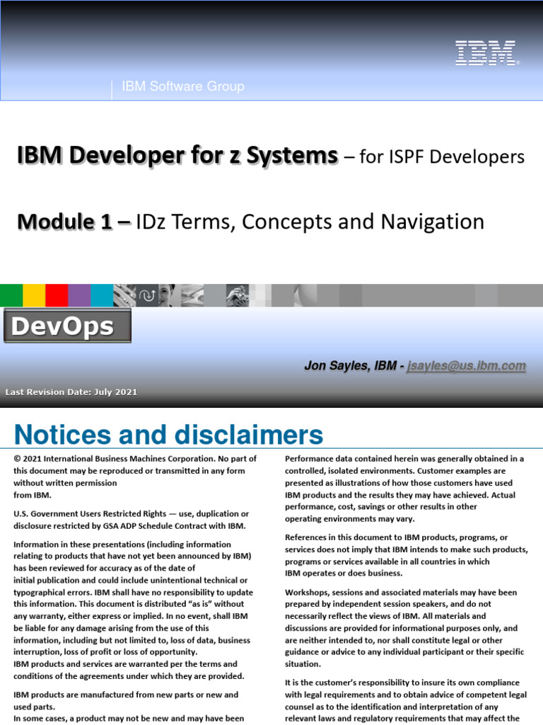 IDz Workbench Module 1 - Product and Eclipse Overview | PDF | Ibm Db2 | Eclipse (Software)