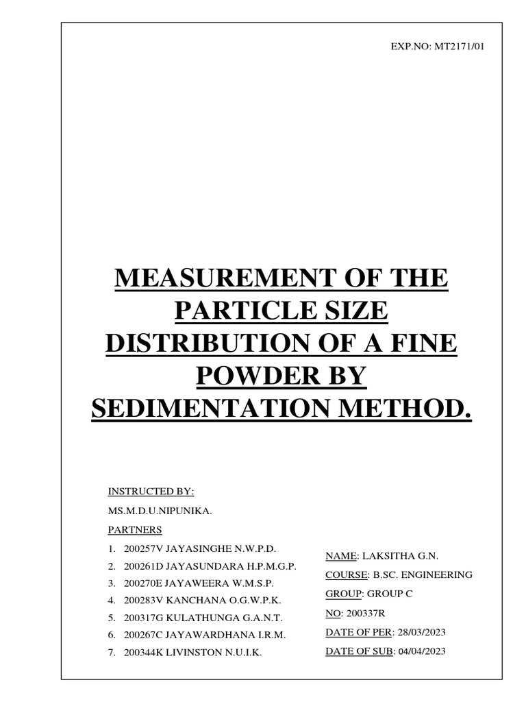 Particle Size Sedimentary Method200337r | PDF | Reynolds Number ...