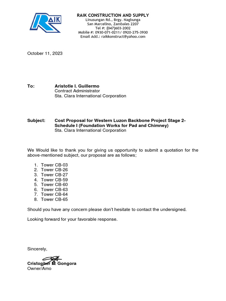 Cost Proposal for Luzon Project | PDF | Value Added Tax | Building ...