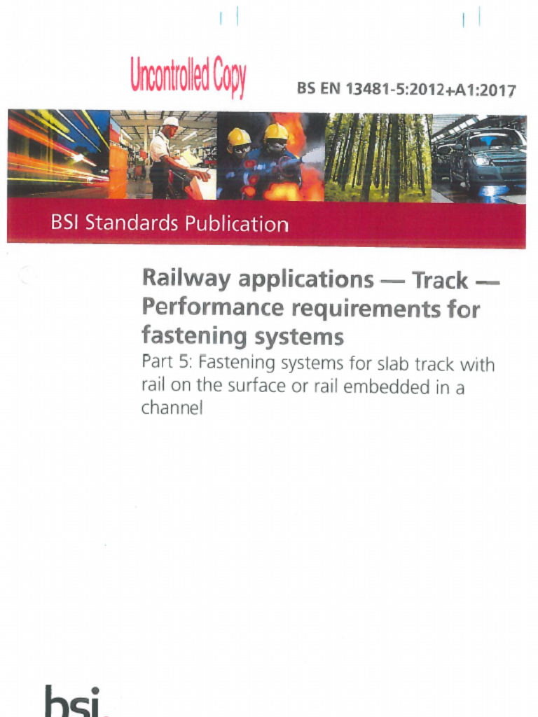 BS EN 13481-5-2012+A1-2017 Fastening Systems For Slab Track | PDF